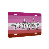 American Sign Language ASL Lesbian Pride LGBT License Plate | Zazzle