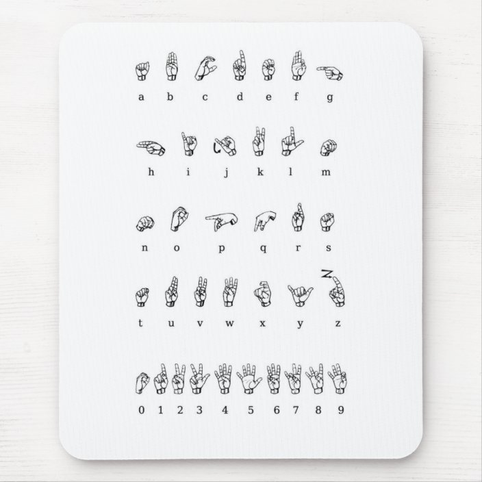 American Sign Language (ASL) Mouse Pad | Zazzle.com