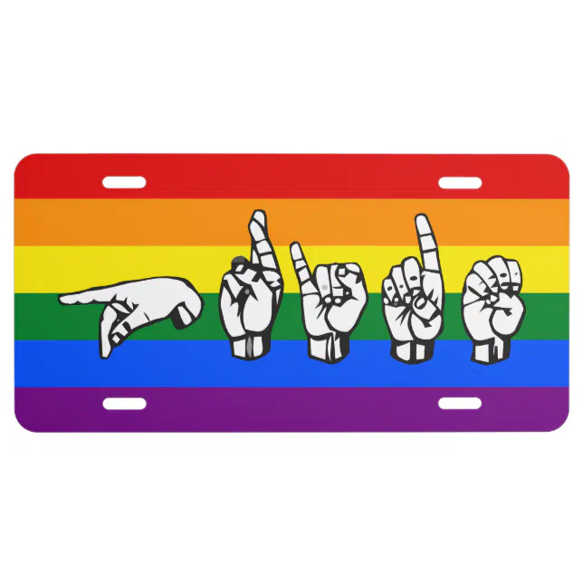American Sign Language ASL Rainbow Pride LGBT License Plate | Zazzle