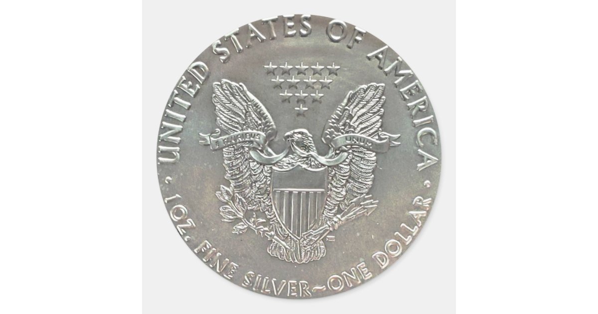 American Silver Dollar Classic Round Sticker | Zazzle