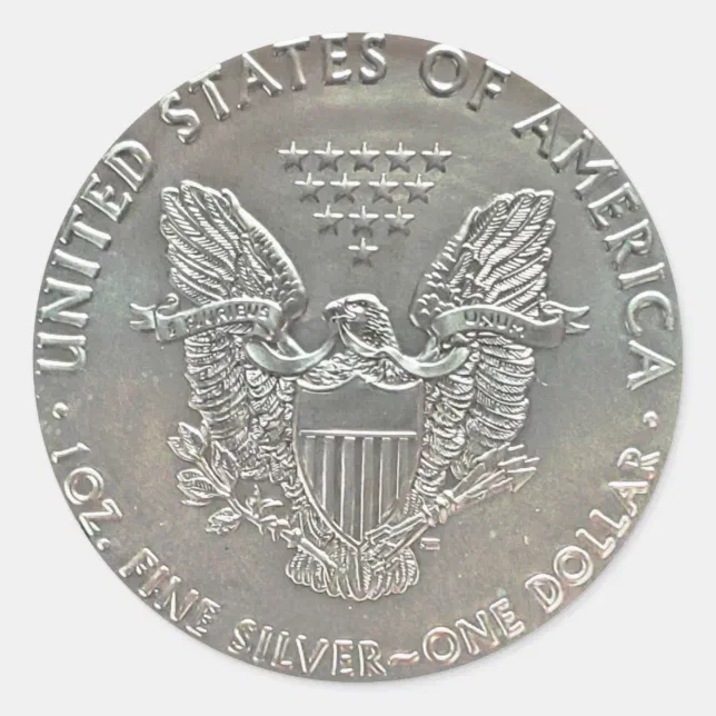 American Silver Dollar Classic Round Sticker | Zazzle