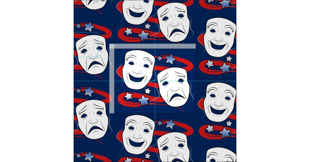 American Theater with Drama Masks Fabric | Zazzle