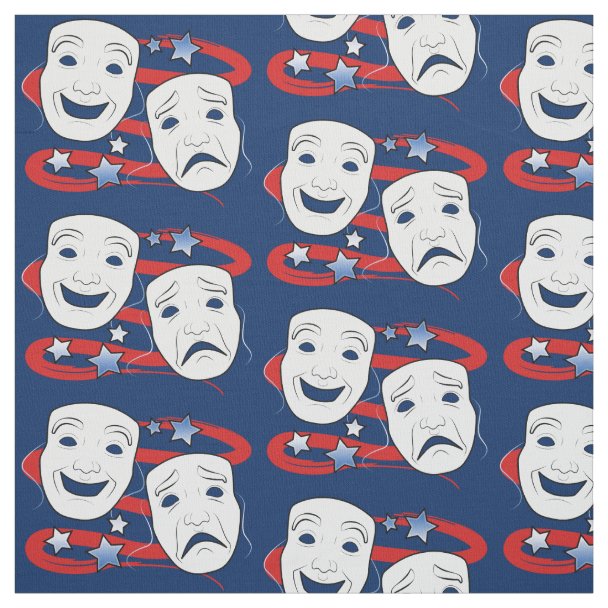 Drama Masks Fabric | Zazzle