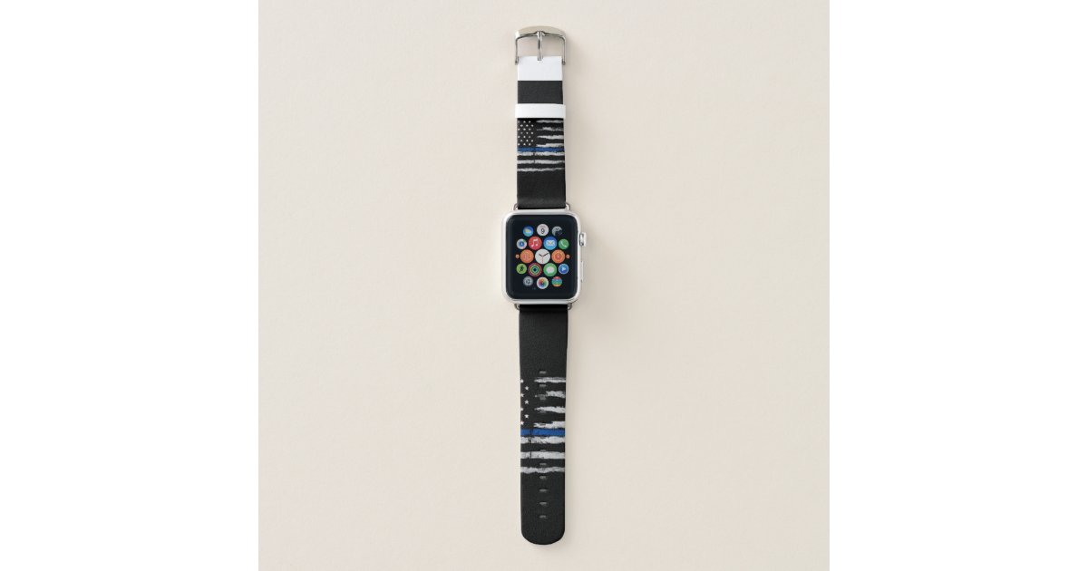 American Thin Blue Line flag Apple Watch Band | Zazzle