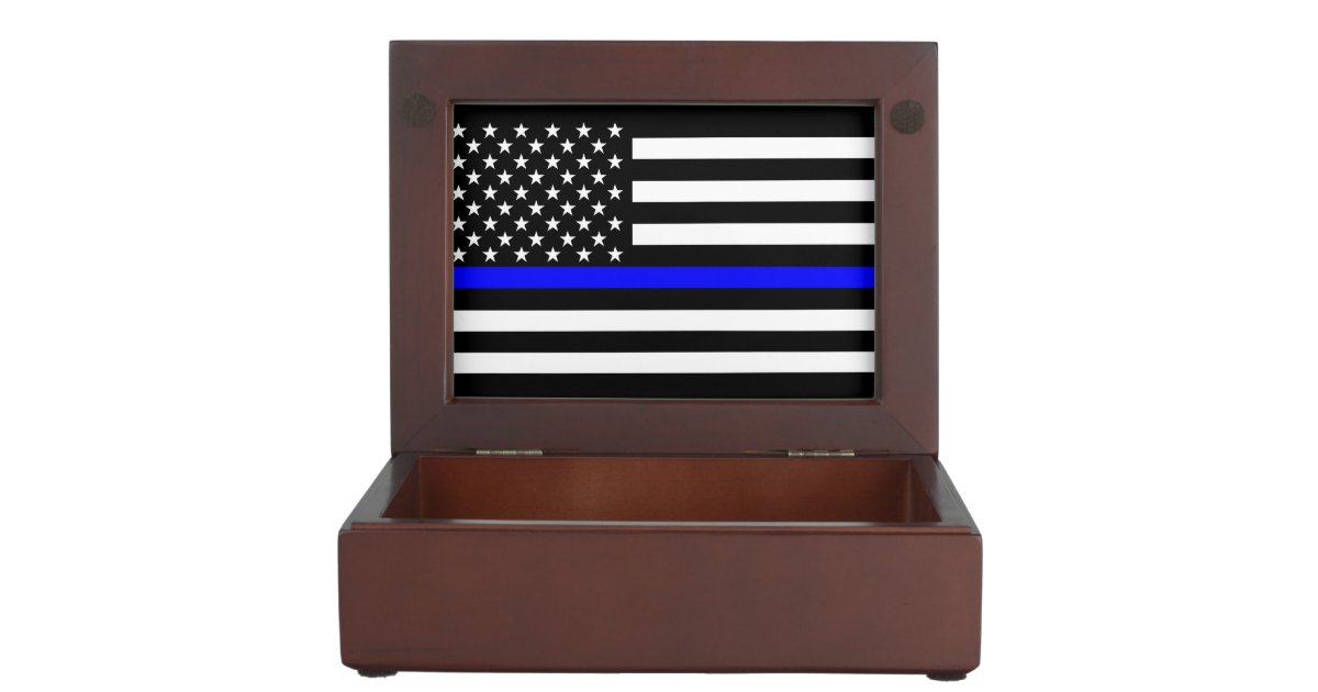 American Thin Blue Line Graphic Keepsake Box | Zazzle