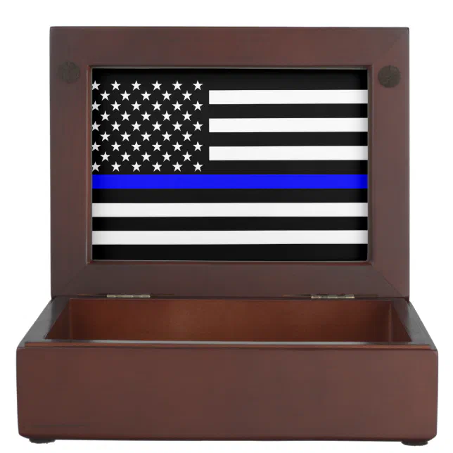 American Thin Blue Line Graphic Keepsake Box | Zazzle