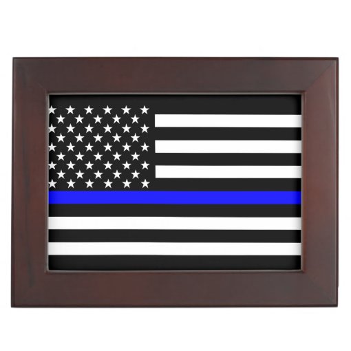 American Thin Blue Line Graphic Keepsake Box | Zazzle