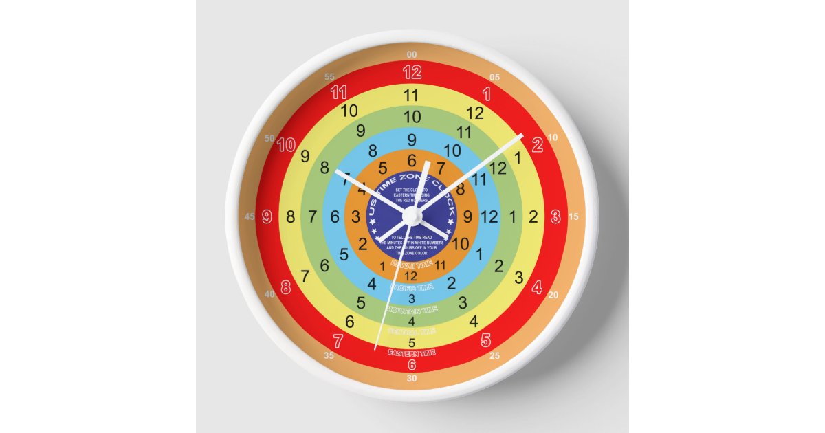 American Time Zone Large Clock | Zazzle