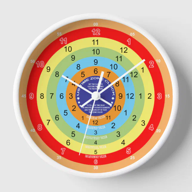 American Time Zone Large Clock | Zazzle