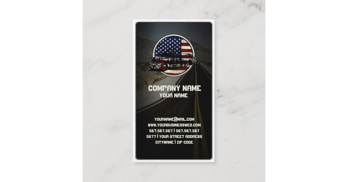 American Truck on Winding Old Road Business Card | Zazzle