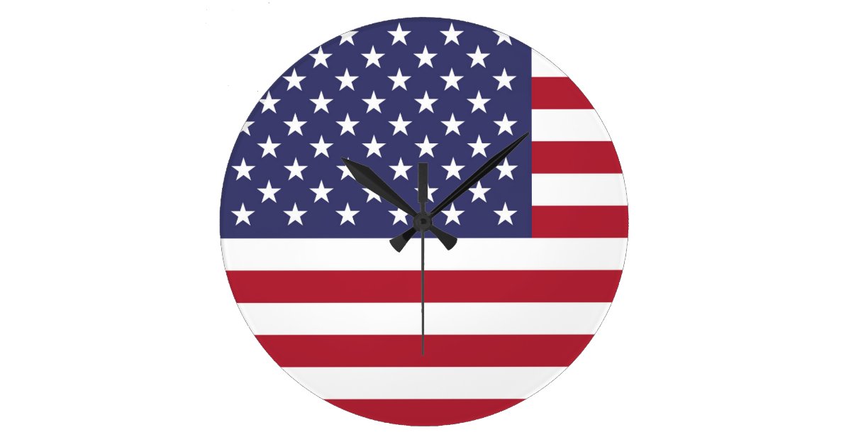 American United States USA Flag Large Clock | Zazzle