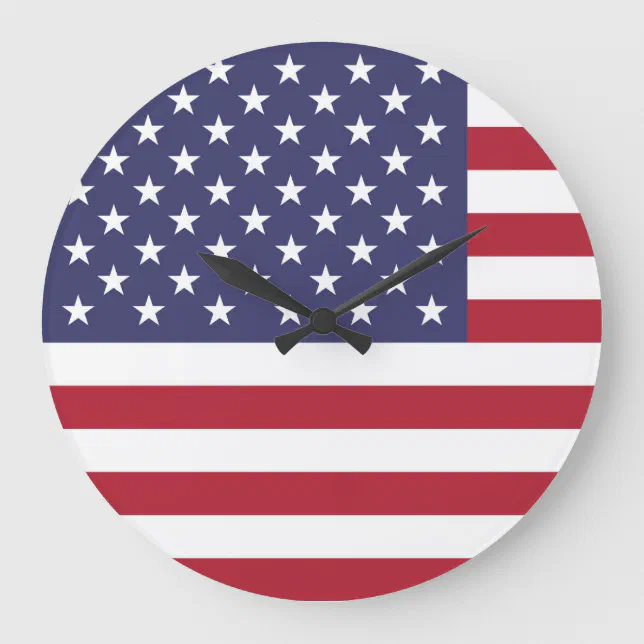American United States USA Flag Large Clock | Zazzle