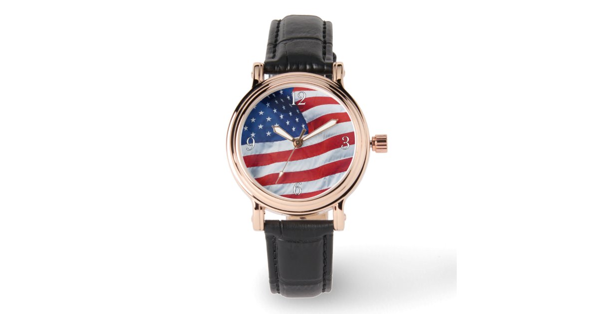 American US Flag Patriotic Wristwatch | Zazzle