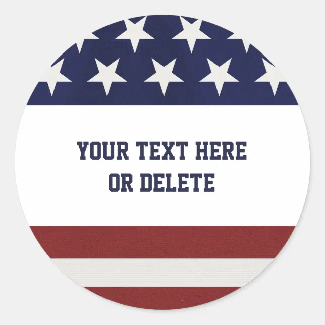 American USA Flag Patriotic July 4th Custom Classic Round Sticker | Zazzle