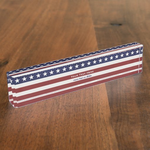American USA Flag Patriotic July 4th Custom Desk Name Plate | Zazzle