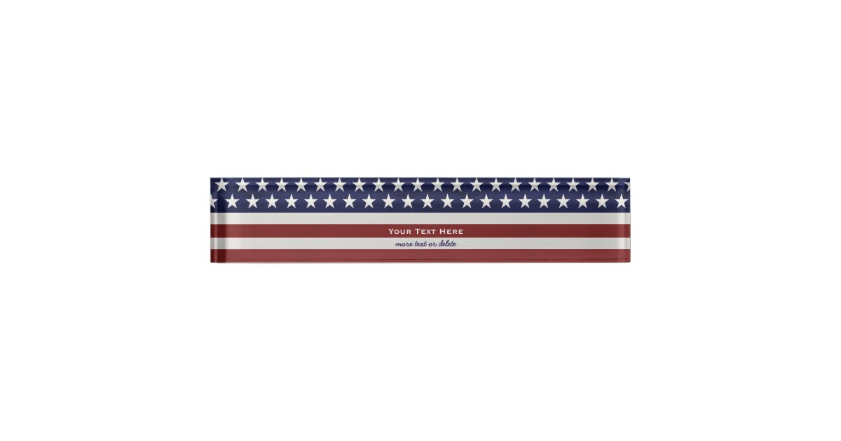 American USA Flag Patriotic July 4th Custom Desk Name Plate | Zazzle