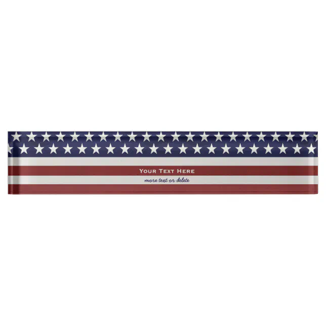 American USA Flag Patriotic July 4th Custom Desk Name Plate | Zazzle