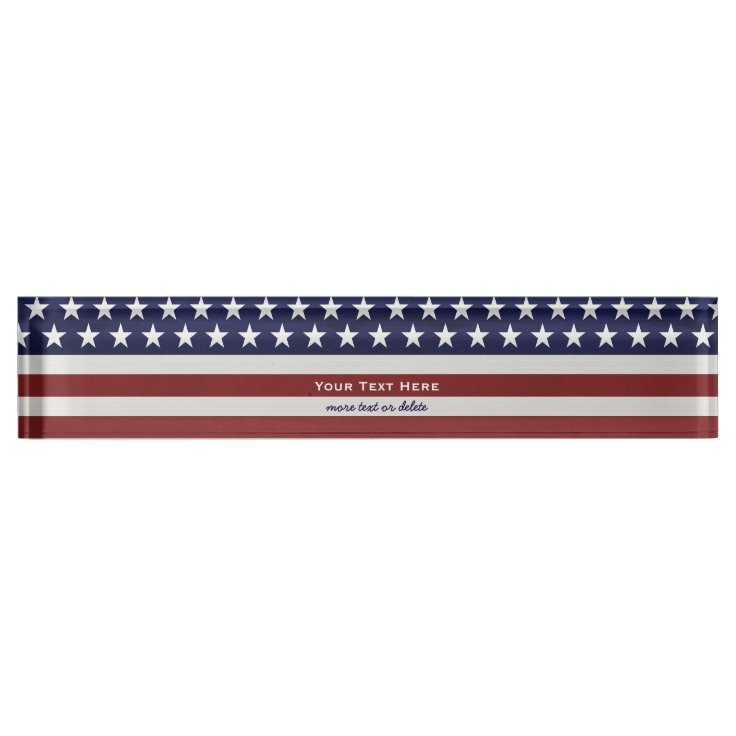 American USA Flag Patriotic July 4th Custom Desk Name Plate | Zazzle
