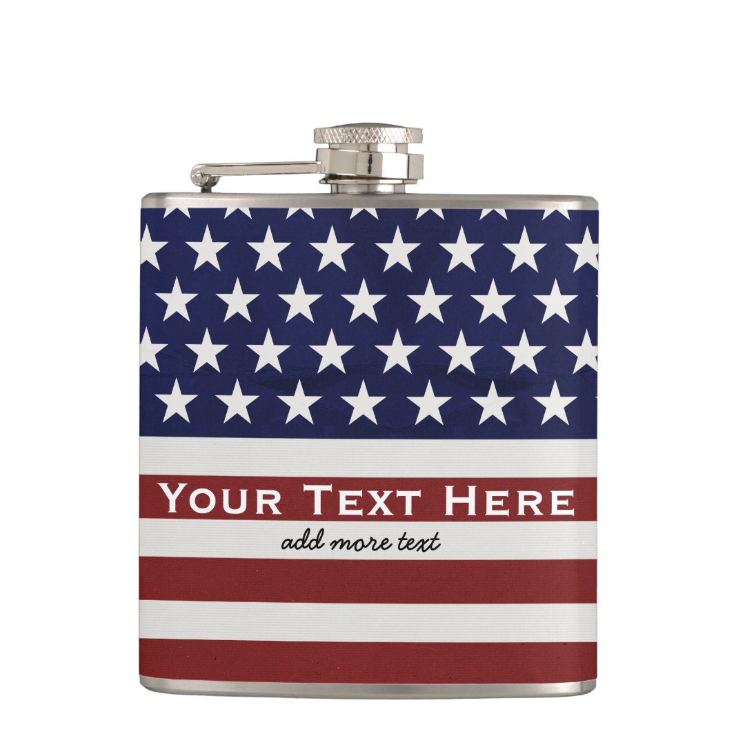 American USA Flag Patriotic July 4th Custom Hip Flask | Zazzle