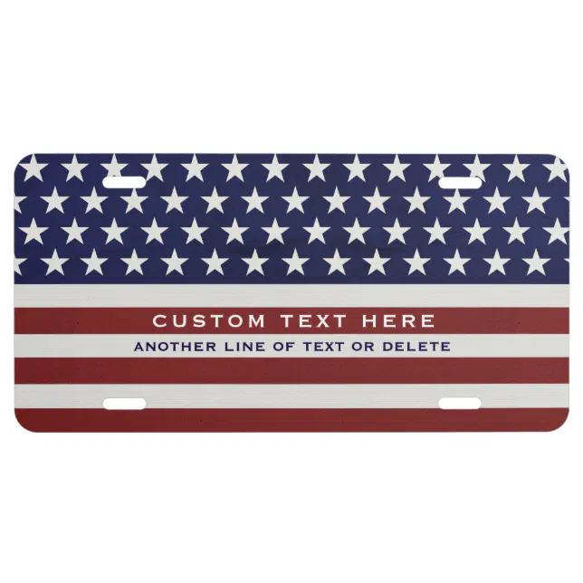 American USA Flag Patriotic July 4th Custom License Plate | Zazzle