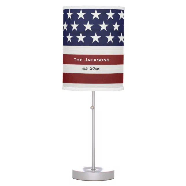 American USA Flag Patriotic July 4th Custom Table Lamp | Zazzle