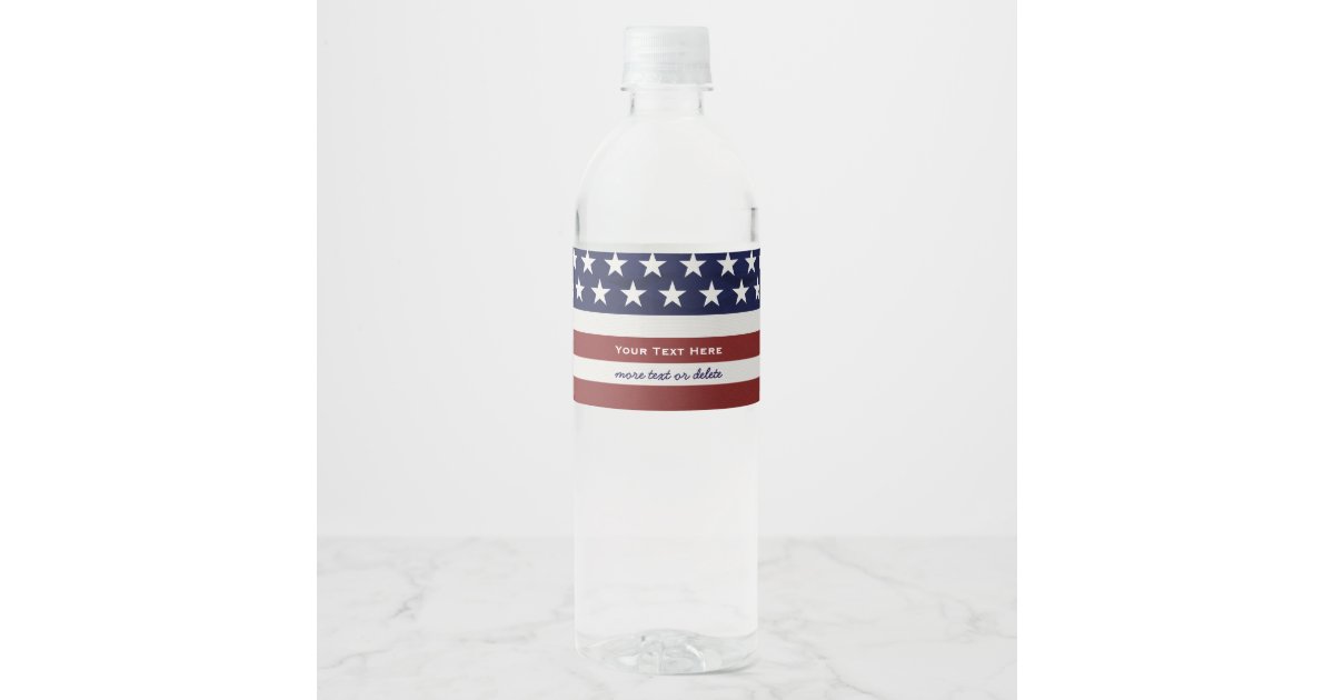 American USA Flag Patriotic July 4th Custom Water Bottle Label | Zazzle