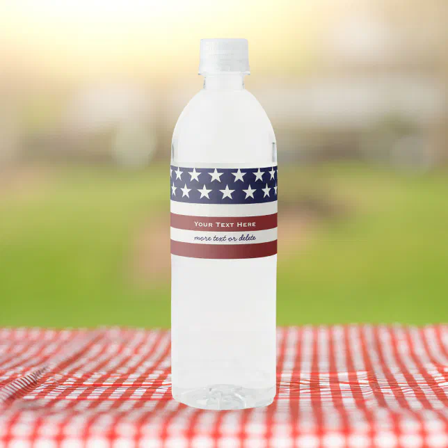 American USA Flag Patriotic July 4th Custom Water Bottle Label | Zazzle