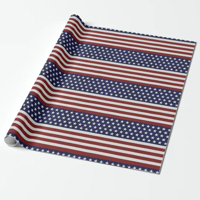 American USA Flag Patriotic July 4th Custom Wrapping Paper | Zazzle