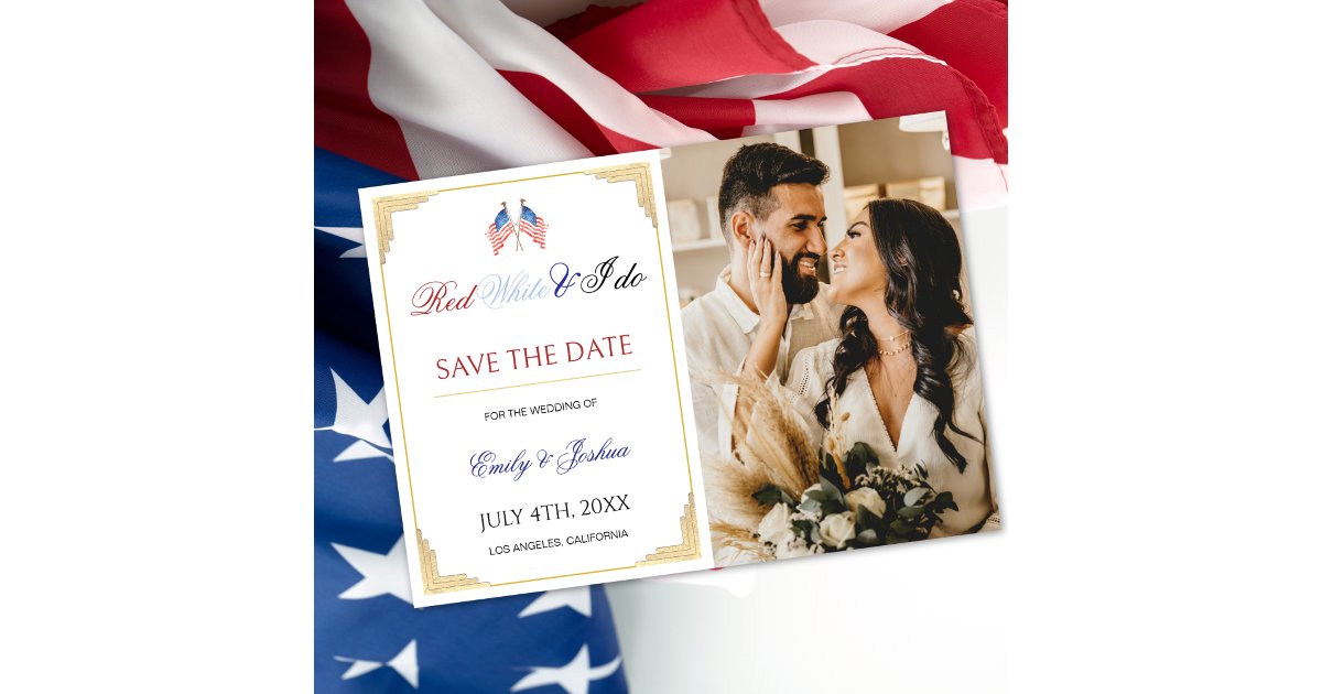 American USA Flag Save the Date Photo Invitation | Zazzle