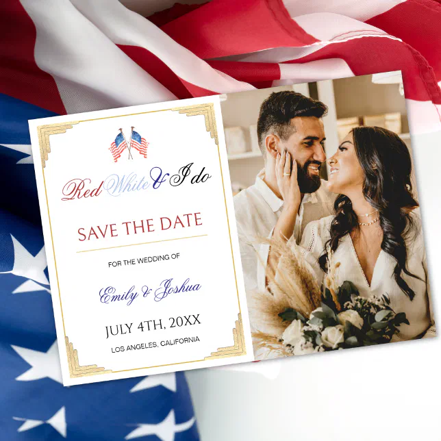 American USA Flag Save the Date Photo Invitation | Zazzle