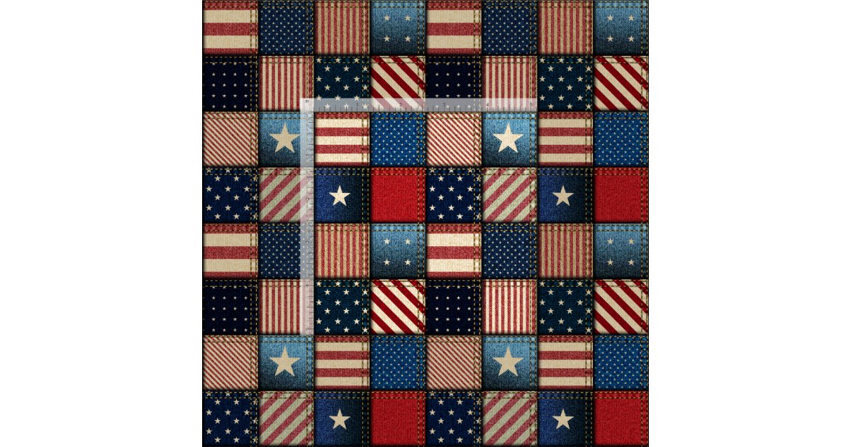 Americana Patchwork Image Fabric | Zazzle
