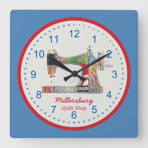 Americana Patchwork Sewing Machine Wall Clock | Zazzle