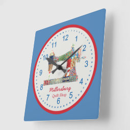 Americana Patchwork Sewing Machine Wall Clock | Zazzle