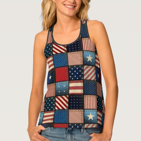 Americana Patriotic Patchwork Image Tank Top | Zazzle.com