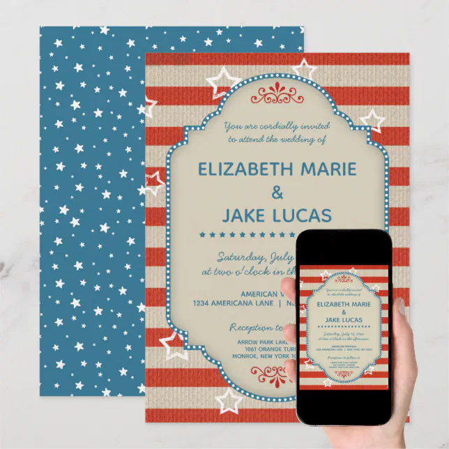Americana Patriotic Wedding Invitation | Zazzle