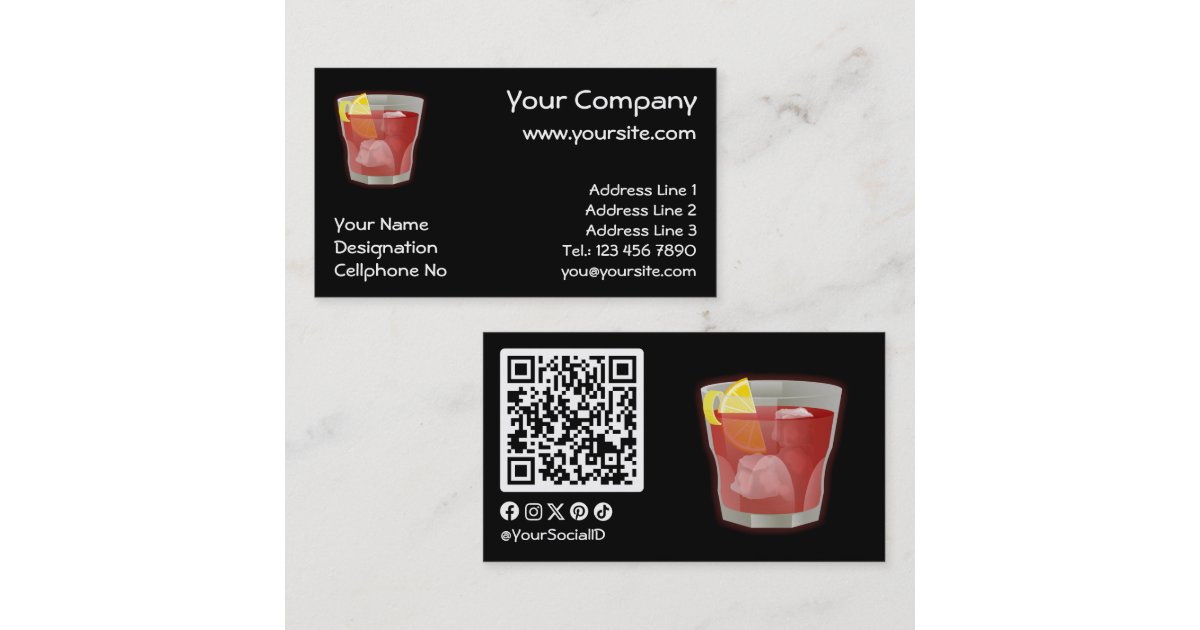 Americano cocktail business card | Zazzle