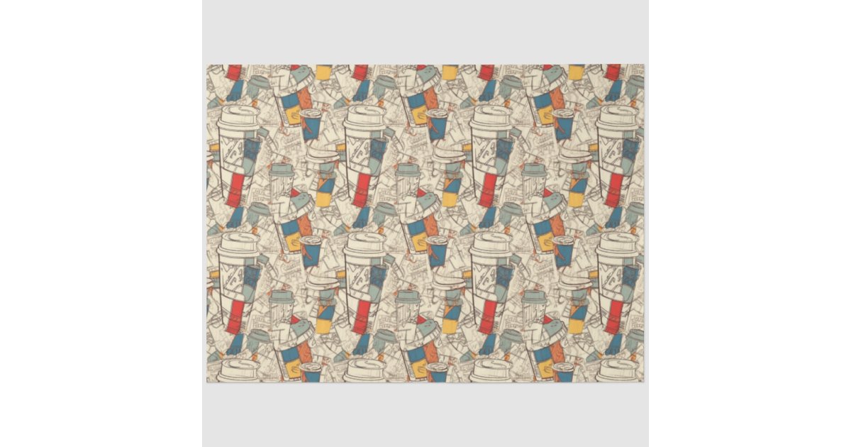 Americano Coffee ephemera collage pattern Tissue Paper | Zazzle