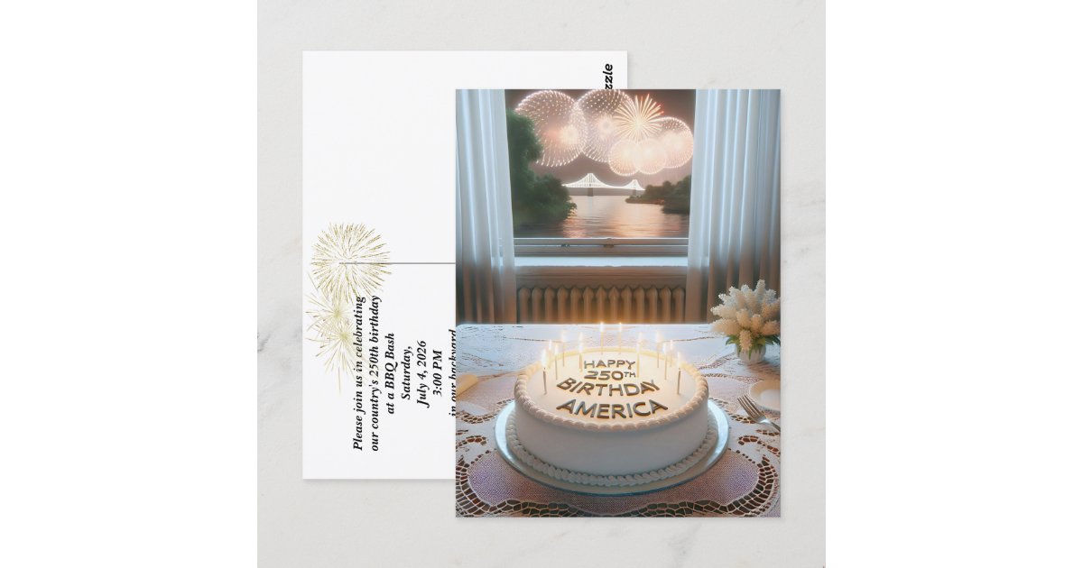 America's 250th Birthday Party Postcard | Zazzle