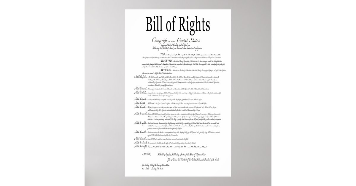 AMERICA's BILL of RIGHTS CLASSIC WHITE Poster | Zazzle