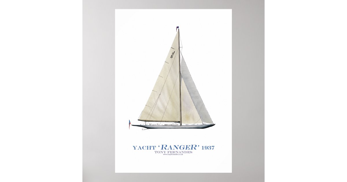 americas cup yacht 'ranger', tony fernandes poster | Zazzle