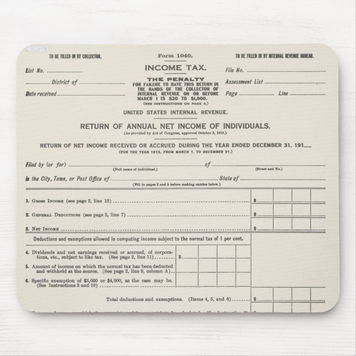 America's First Income Tax Form Mousepad | Zazzle.com