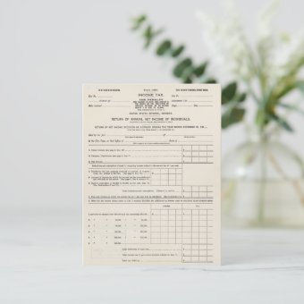 America's First Income Tax Form Postcard | Zazzle