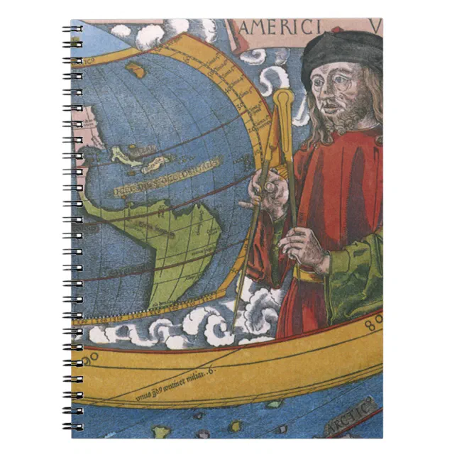 Amerigo Vespucci Explorer on a Map of the Americas Notebook | Zazzle