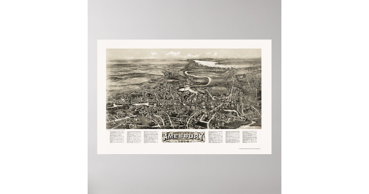 Amesbury, MA Panoramic Map - 1914 Poster | Zazzle