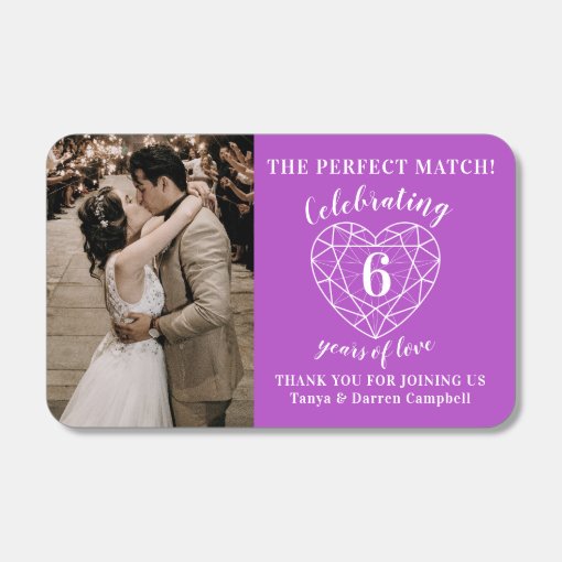 Amethyst 6th wedding anniversary favor matchboxes | Zazzle