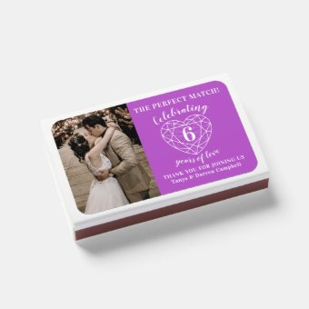 Amethyst 6th wedding anniversary favor matchboxes | Zazzle