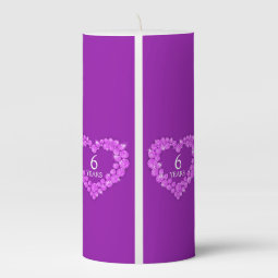 Amethyst 6th wedding anniversary heart photo pillar candle | Zazzle