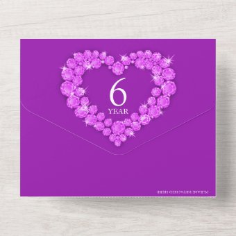 Amethyst 6th wedding anniversary photo purple all in one invitation ...