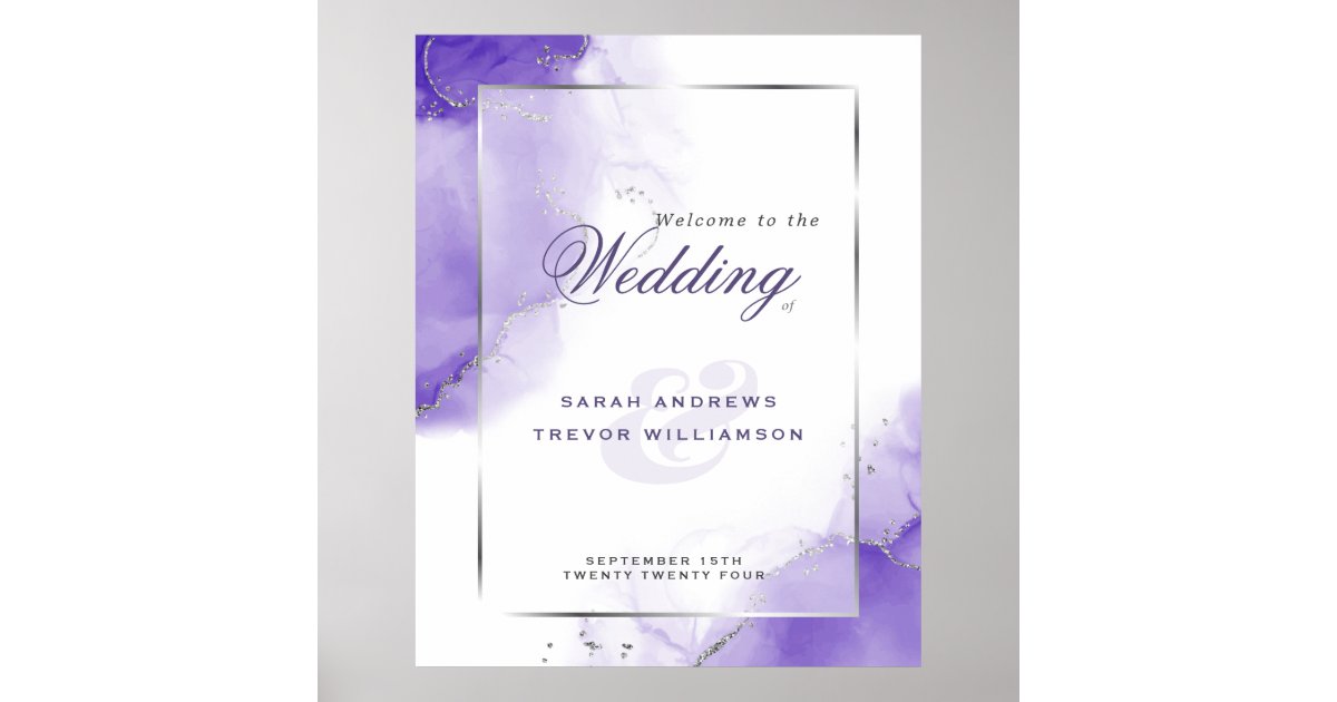 Amethyst Abstract Wedding Welcome Poster | Zazzle
