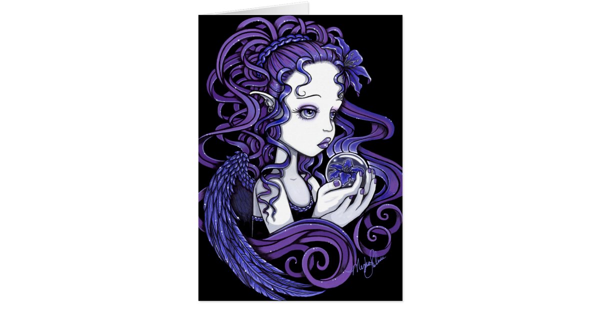 "Amethyst" Crystal Ball Angel Art Card | Zazzle